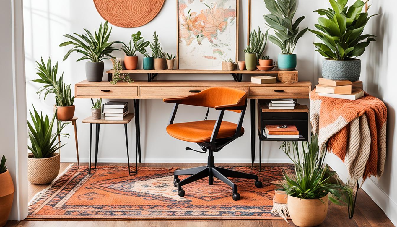Warm and Inviting Boho Office Décor