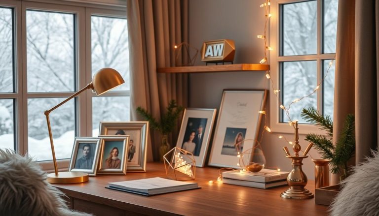 How to Add Metallic Accents to Winter Home Office Decor