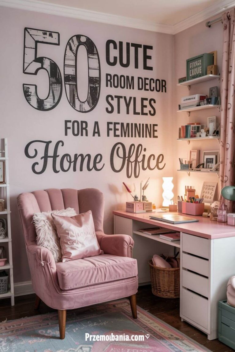 50 Cute Room Decor Styles for a Feminine Home Office