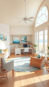 48 Coastal Cottage Beige Aesthetic Ideas for a Home Office