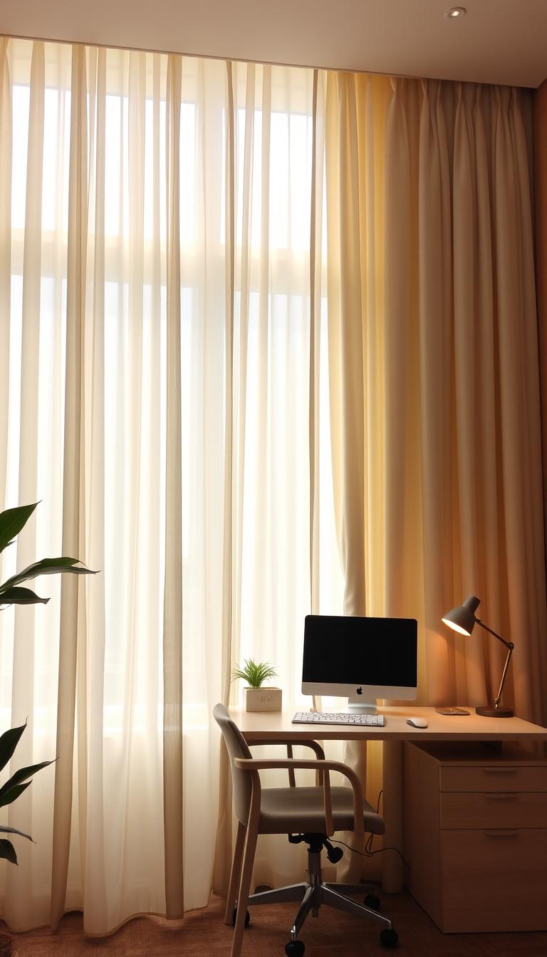 Soft Lighting & Drapes Office